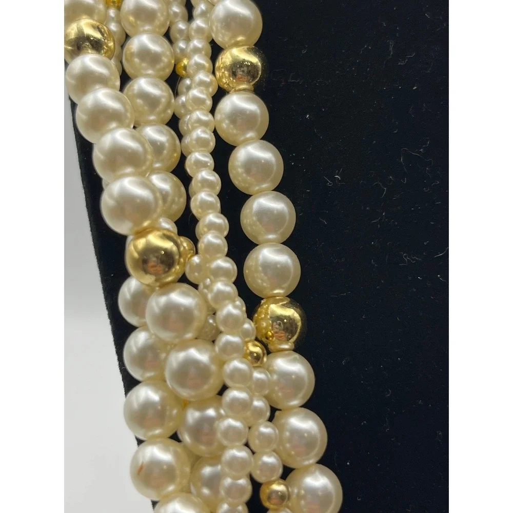The Unbranded Brand | Jewelry | Chunky Multi Strand Faux Pearl Gold ...